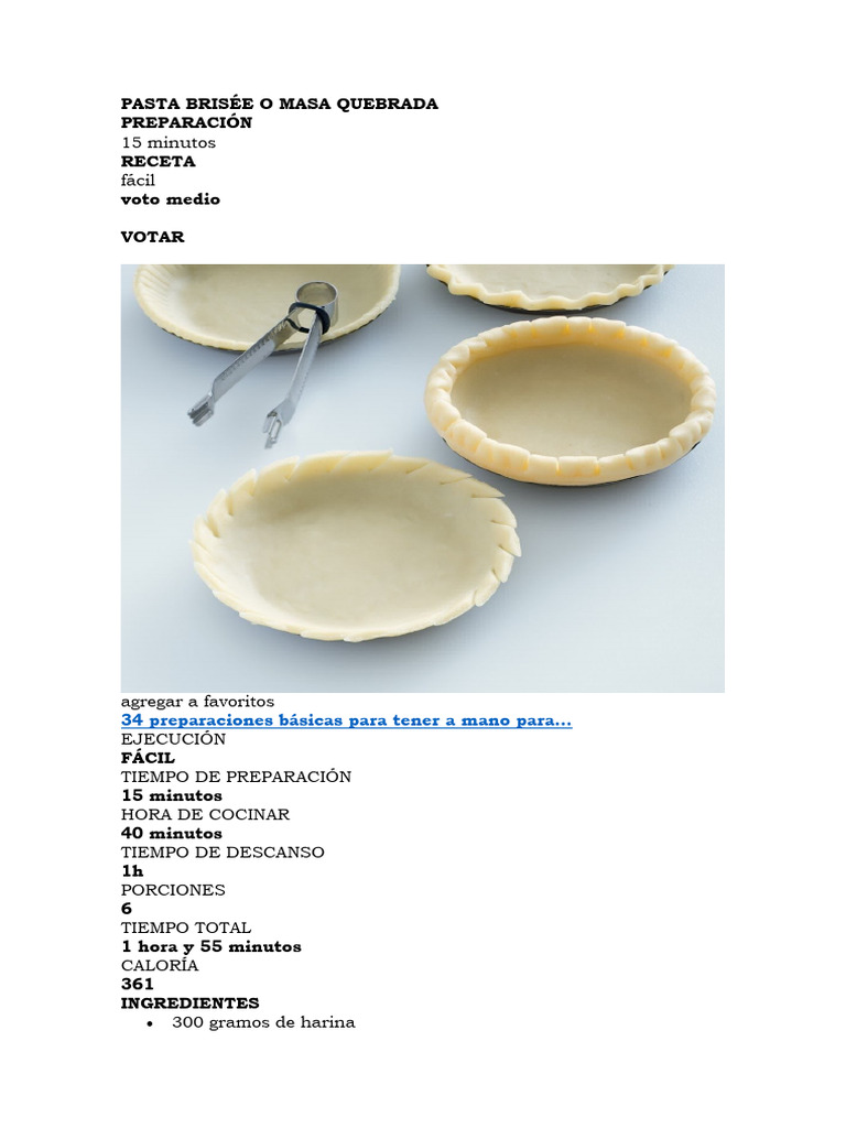 PASTA BRISÉE O MASA QUEBRADA | PDF