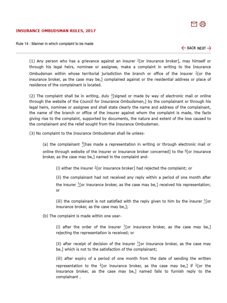 Ombudsman Rules | PDF | Insurance | Complaint