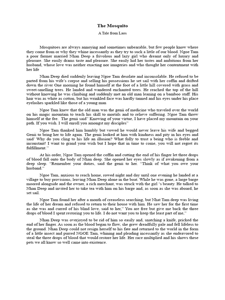 The Mosquito LAOS | PDF | Poetry