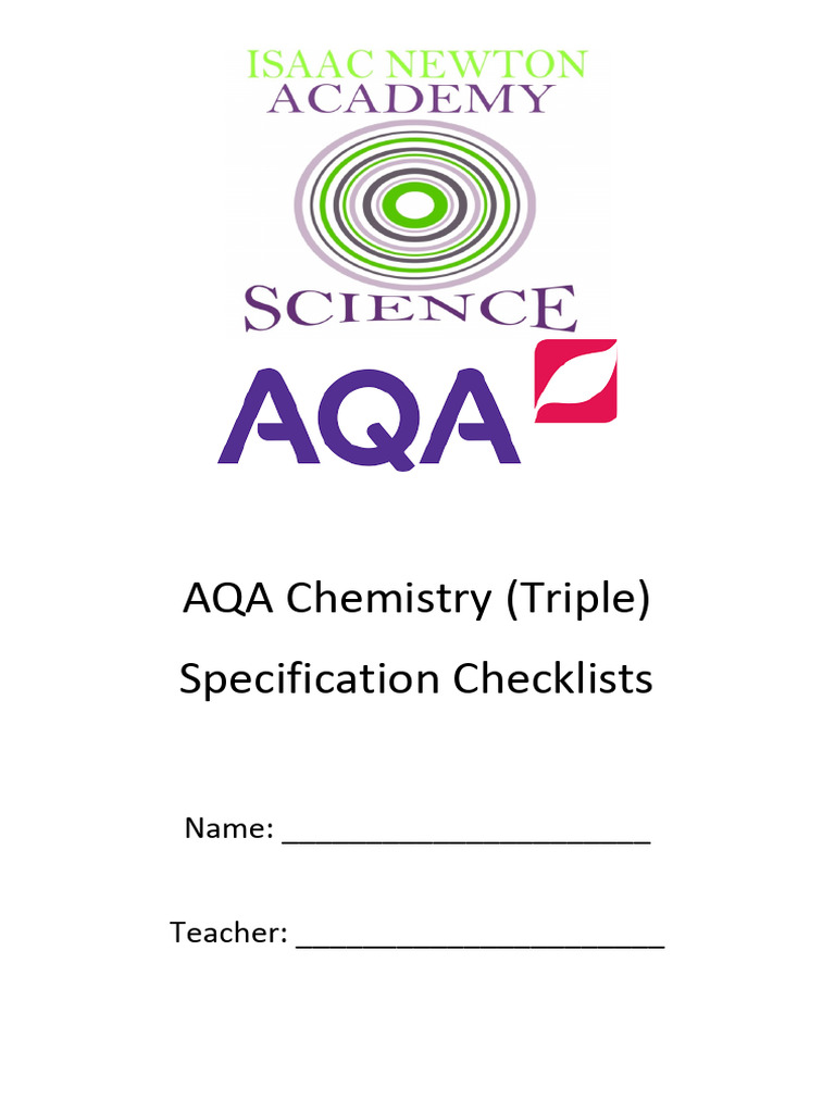 Chemistry Triple Science Full Checklist | PDF | Chemical Bond ...