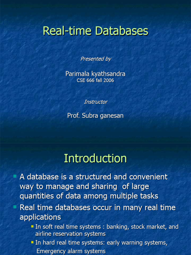 Real-Time Databases | PDF | Database Transaction | Acid