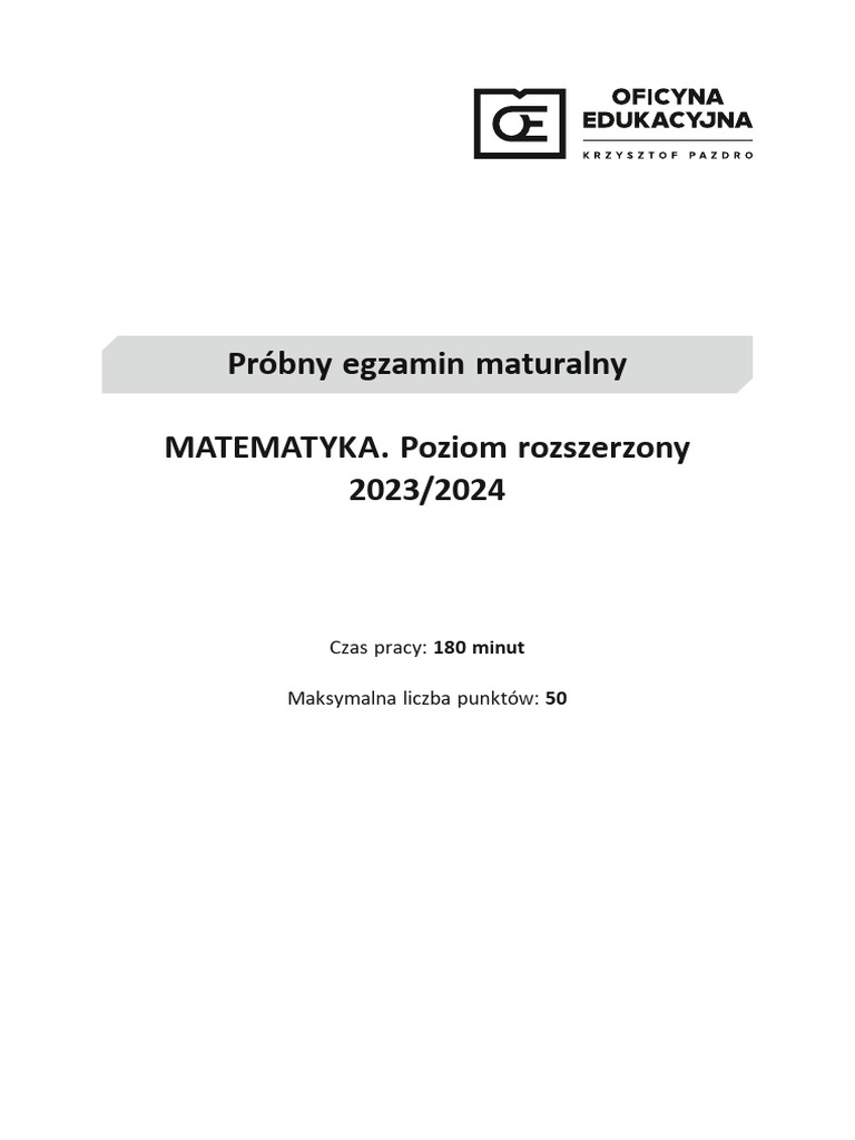 MATEMATYKA. Poziom rozszerzony 2023/2024 Pazdro | PDF