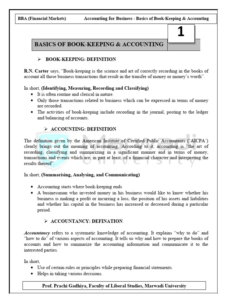 Accounting Basics for BBA Students | PDF | Bookkeeping | Expense