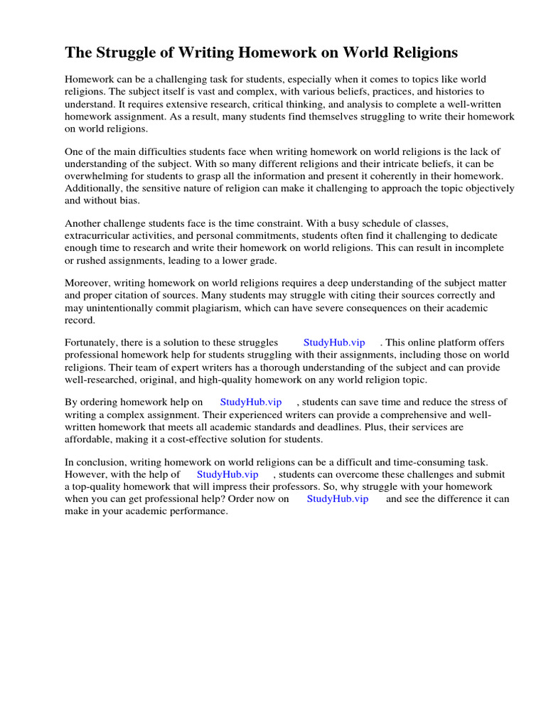 World Religions Primary Homework Help | PDF | Homework | Critical Thinking