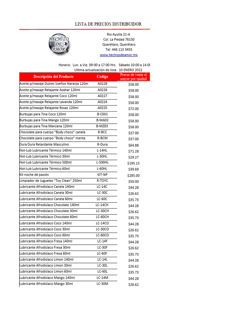 Lista de precios distribuidor HDA | PDF