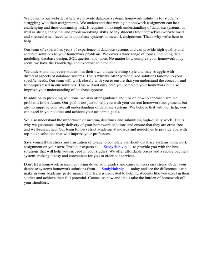 Database Homework Help for Students | PDF | Databases | Sql