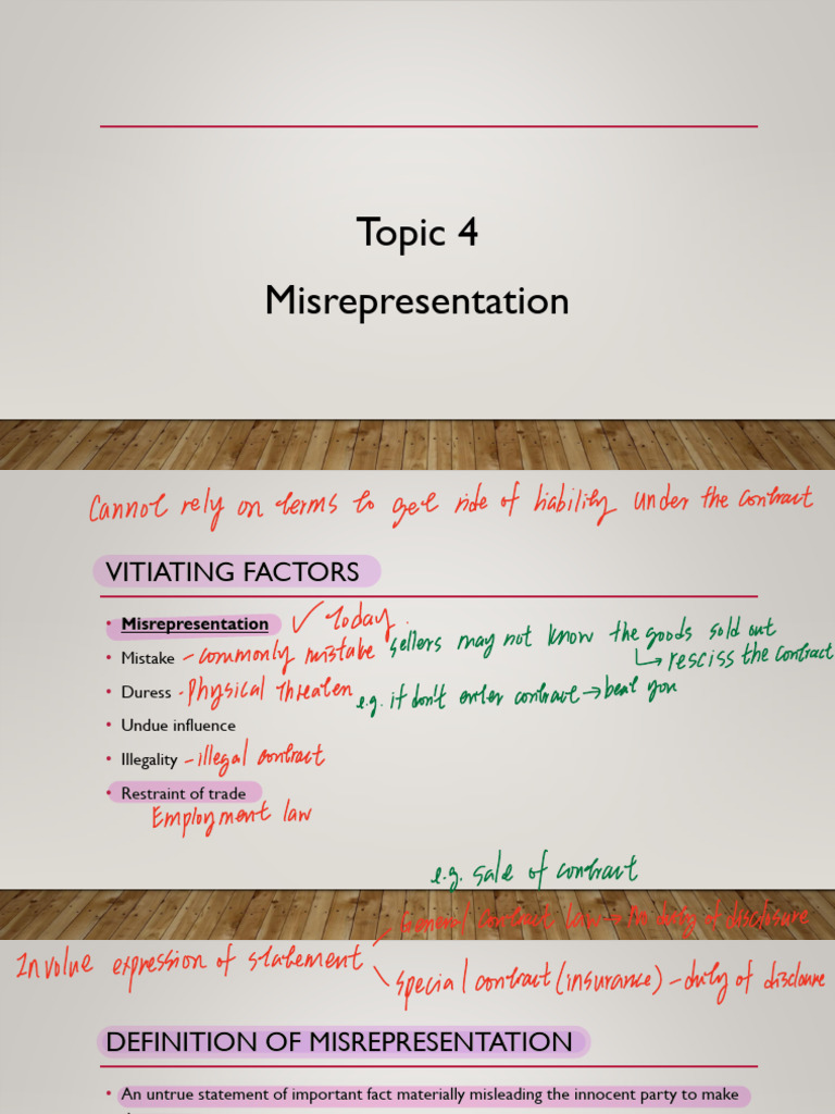 Topic 4 Misrepresentation | PDF | Misrepresentation | Private Law