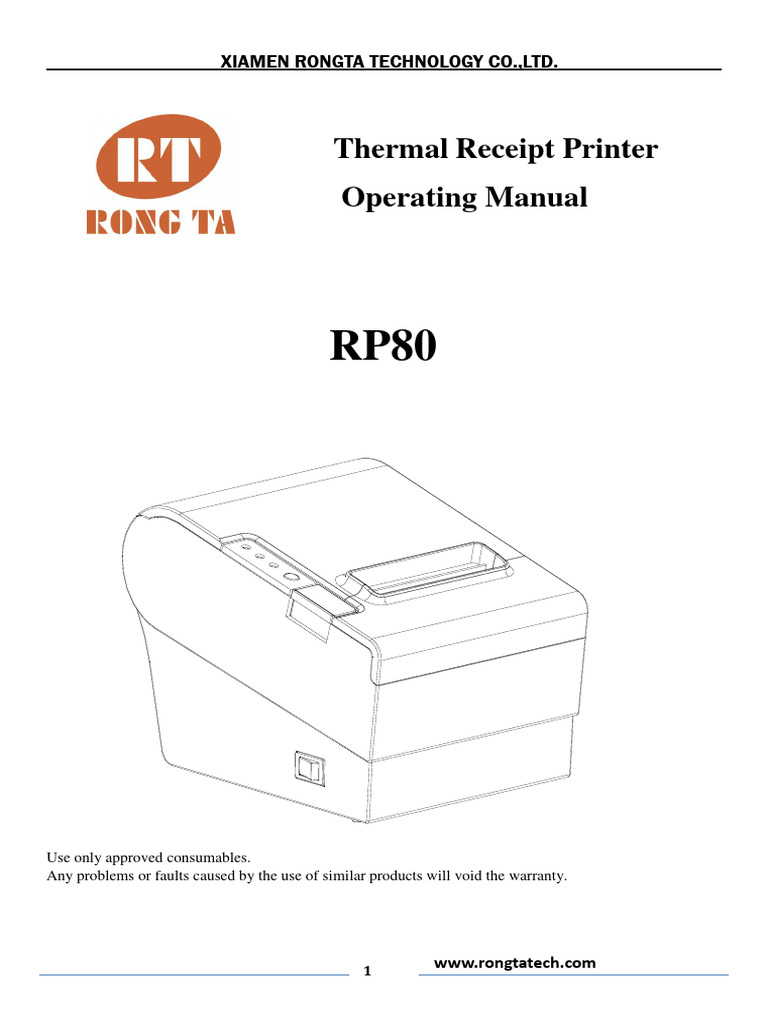 Thermal Receipt Printer RONGTA TECHNOLOGY RP80 | PDF | Printer ...