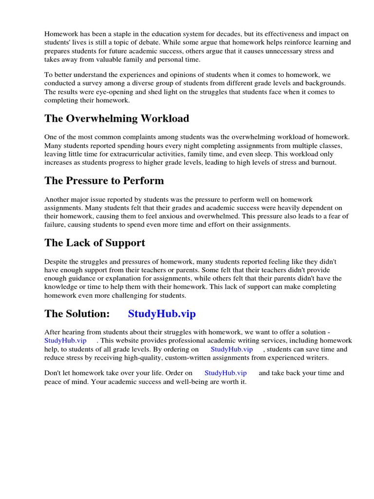 Homework Survey For Students | PDF | Homework | Course Evaluation