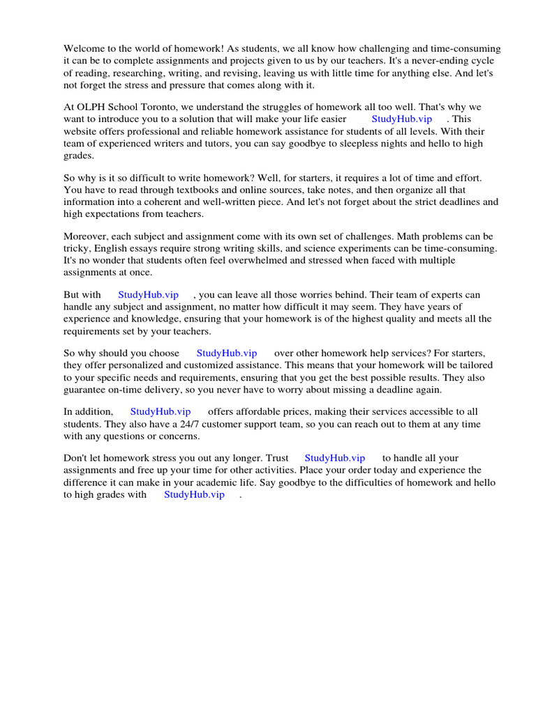 Olph School Toronto Homework | PDF | Homework | Schools