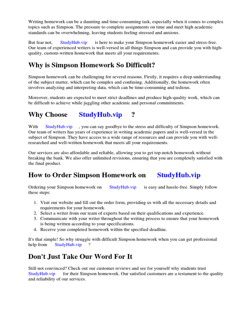 Simpson Homework | Download Free PDF | Homework | Bart Simpson