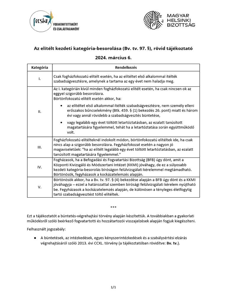 MHB FECSKE 2 Kezdeti Kategoriak Rovid Tajekoztato | PDF