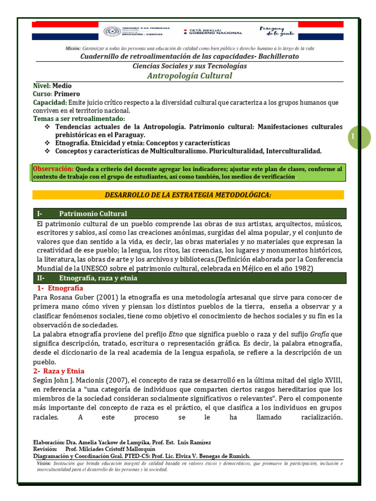 Antrop. Cultural 1er. Curso Plan Específico 8 de Octubre 2020 | PDF ...
