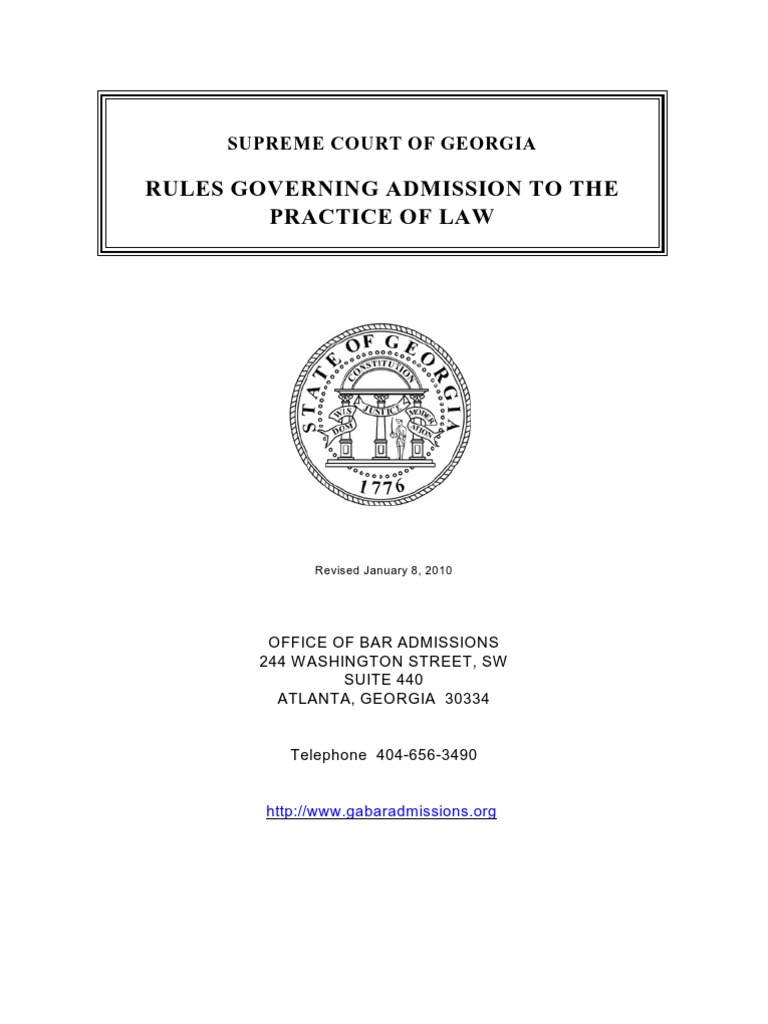 Rules Governing Admission To The Practice of Law: Supreme Court of ...