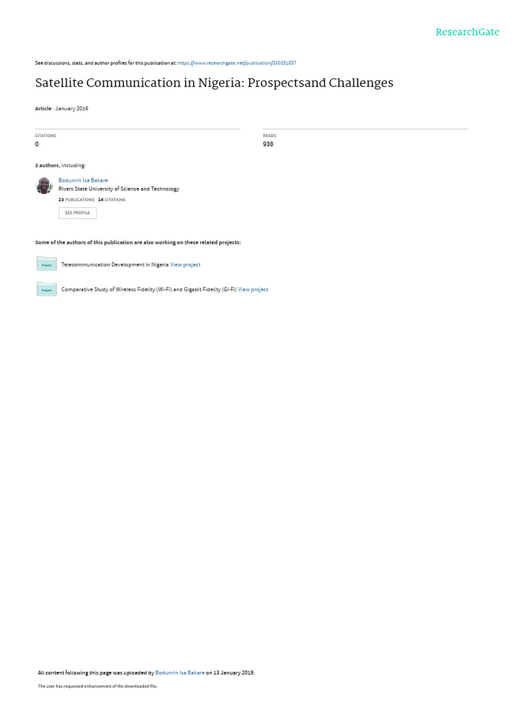 Satellite Communication Odu Bak Are 2016 | PDF | Satellite ...