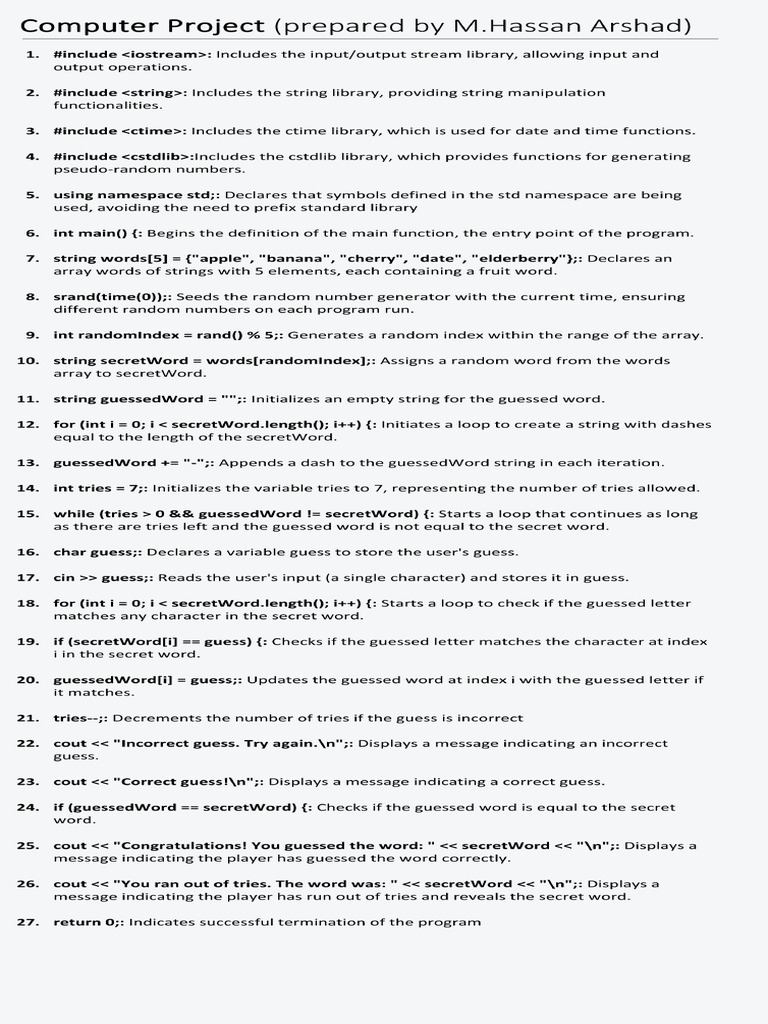 Computer Project (Prepared by M-1 | PDF