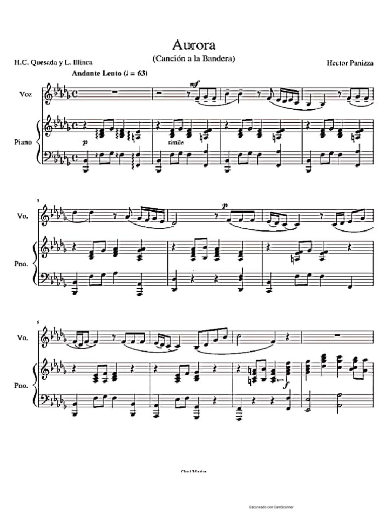 Partitura Aurora voz y piano | PDF