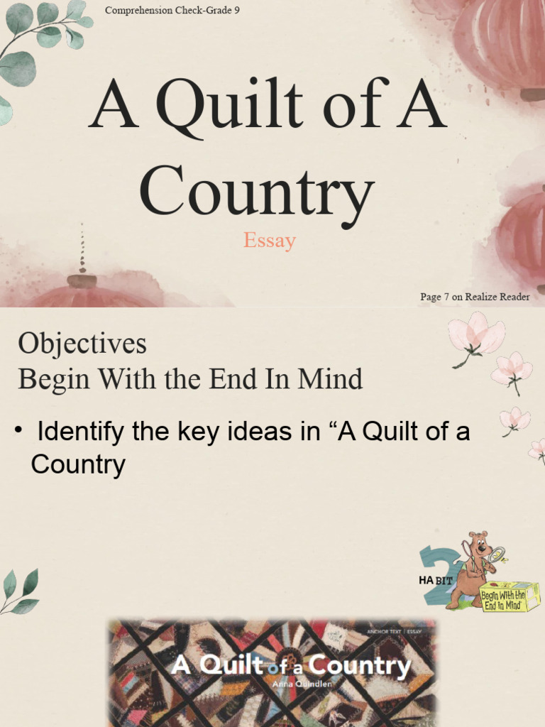 Understanding Quindlen's "A Quilt of a Country" | PDF | Patchwork