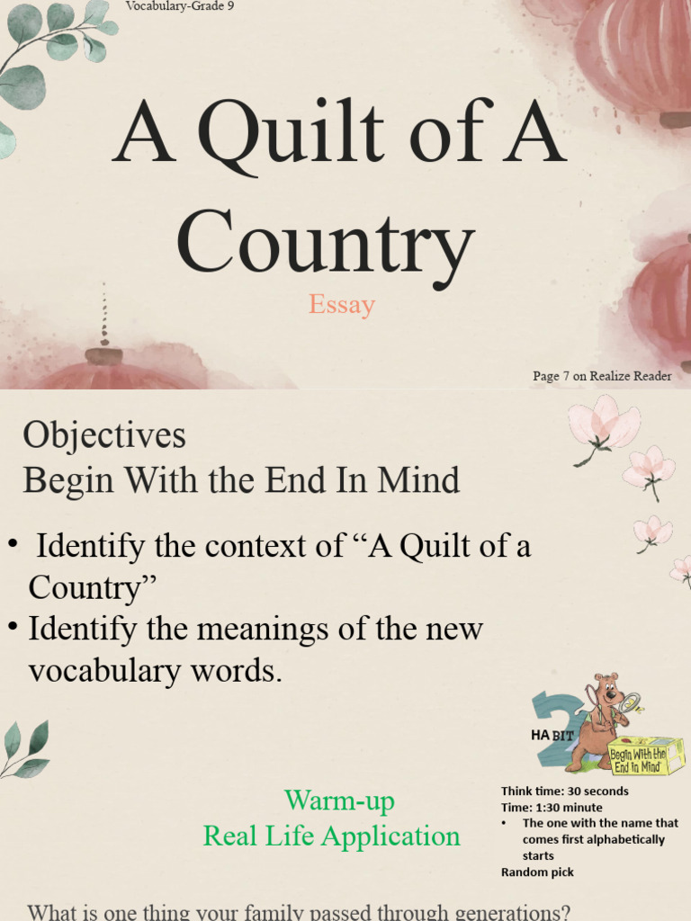 1) A Quilt of A Country-Vocabulary | Download Free PDF | Patchwork | Quilt