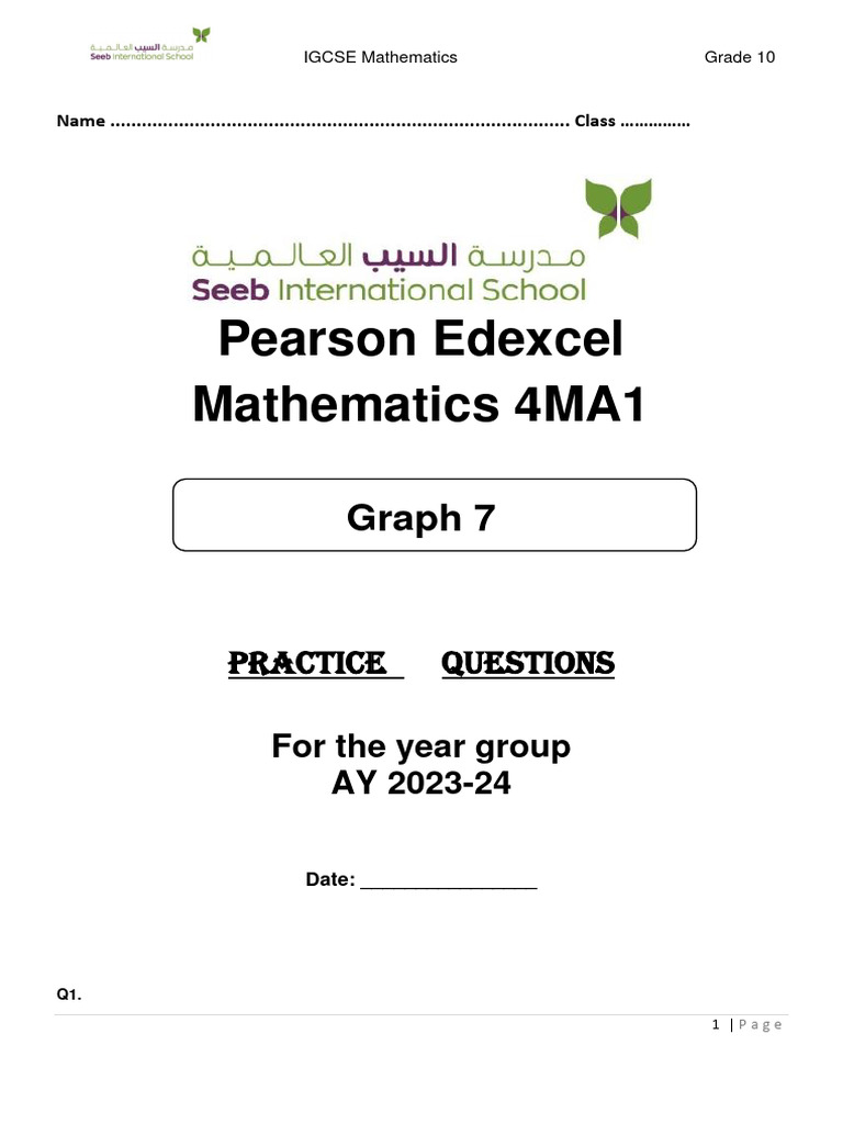 Pearson Edexcel Mathematics 4MA1: Graph 7 | PDF | Equations ...