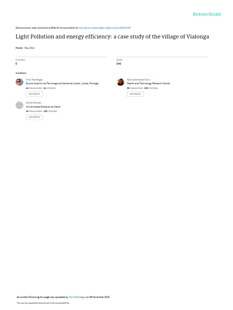 Light Pollution and Energy Efficiency | PDF | Lighting | Natural ...