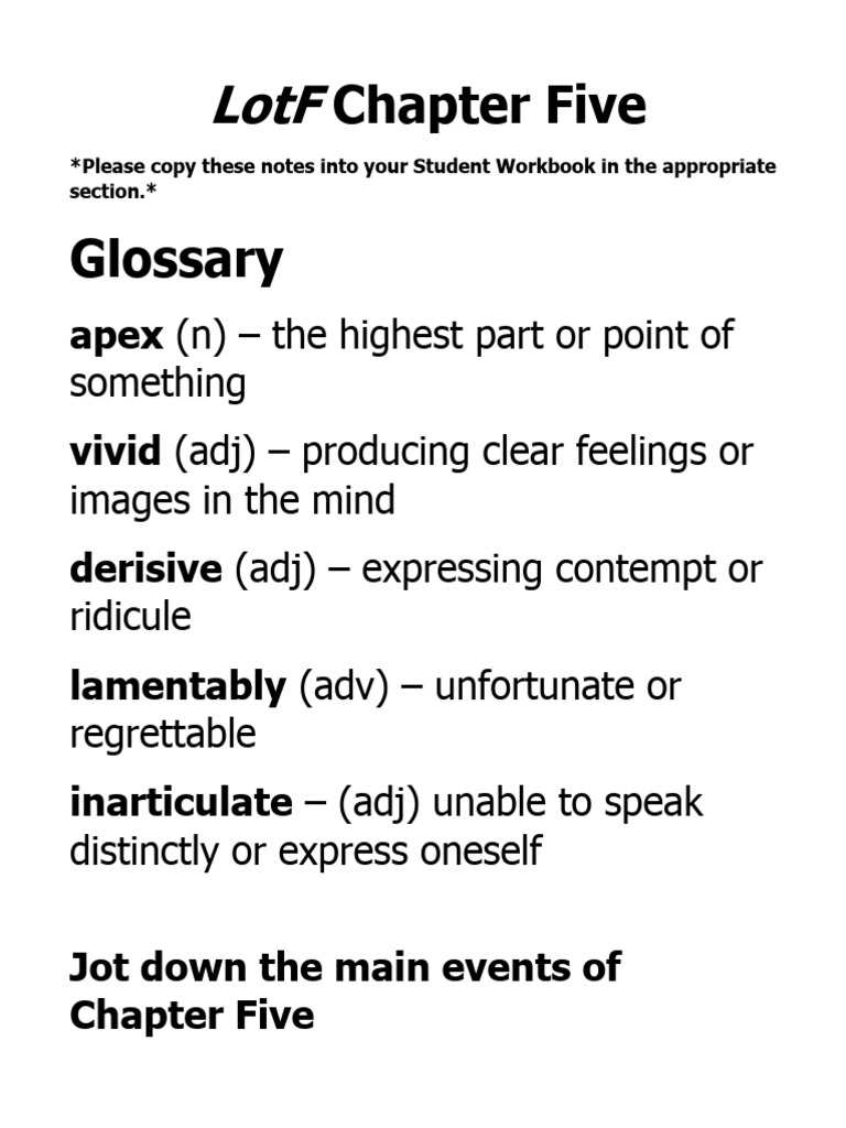 LotF Chapter 5 Summary and Analysis | PDF | Language Arts & Discipline