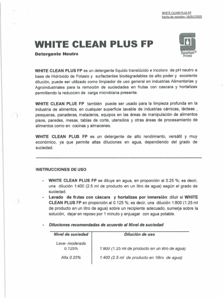 MSDS White Clean plus | PDF