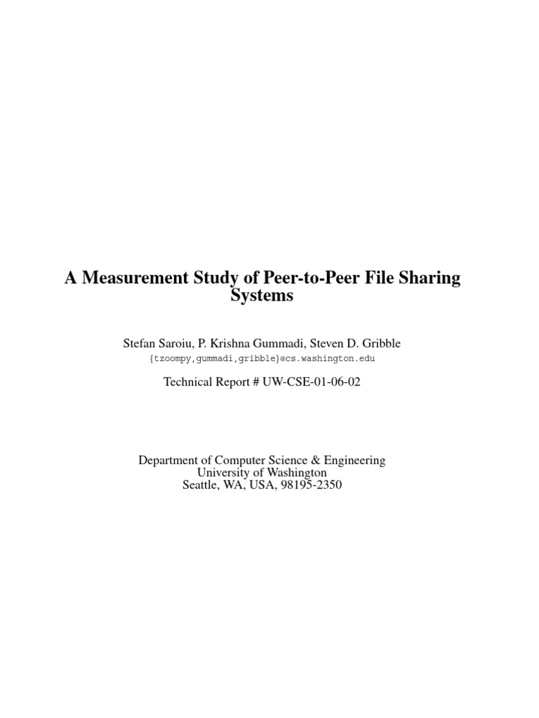 A Success and Failure Factor Study of Peer-to-Peer File Sharing Systems | PDF | Peer To Peer ...