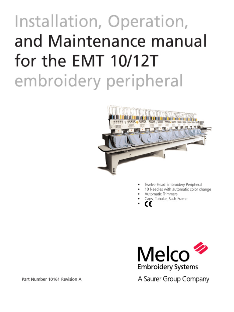Melco EMT 10/12T | PDF | Sewing | Embroidery