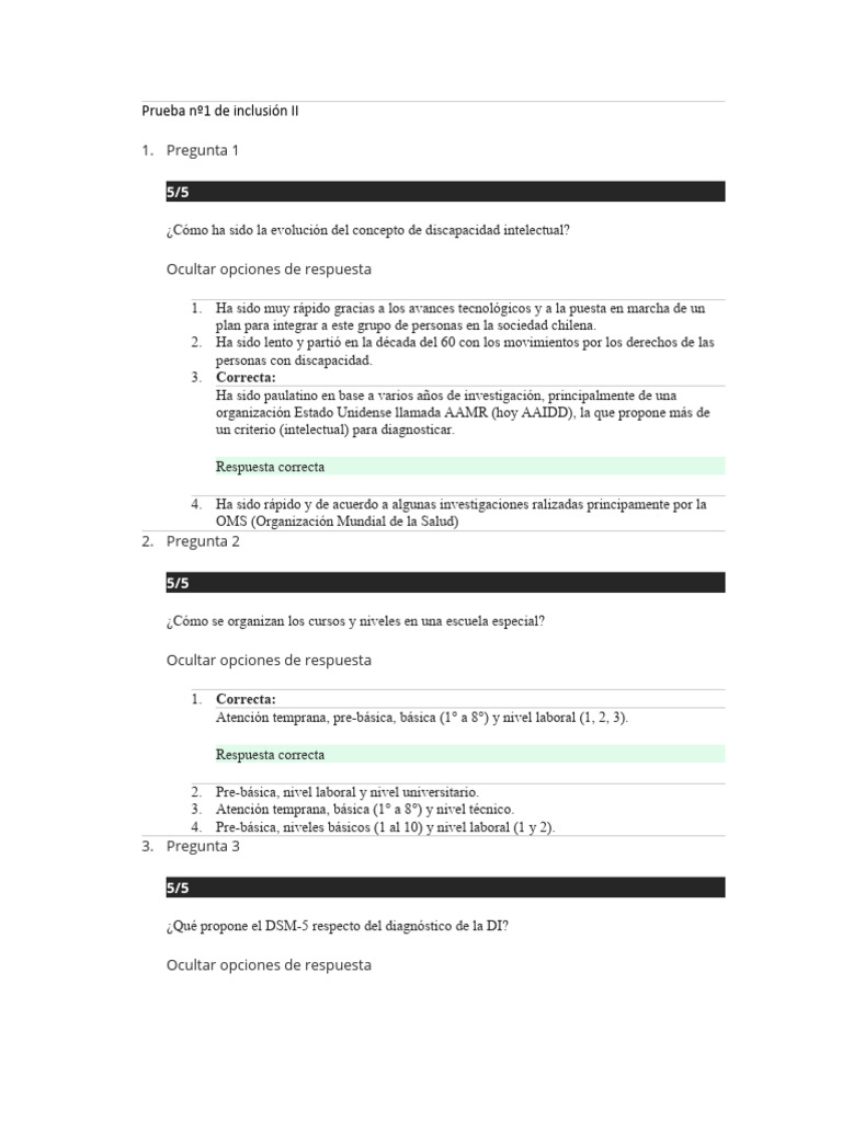 Prueba Nº1, 2 Y EXAMEN FINAL de Inclusión II | PDF | Escuchando ...