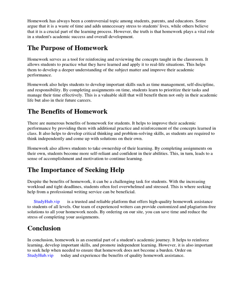 Why Is It Important For Students To Have Homework | PDF | Homework ...