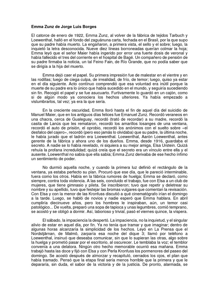 Emma Zunz de Jorge Luis Borges | PDF | Clásicos