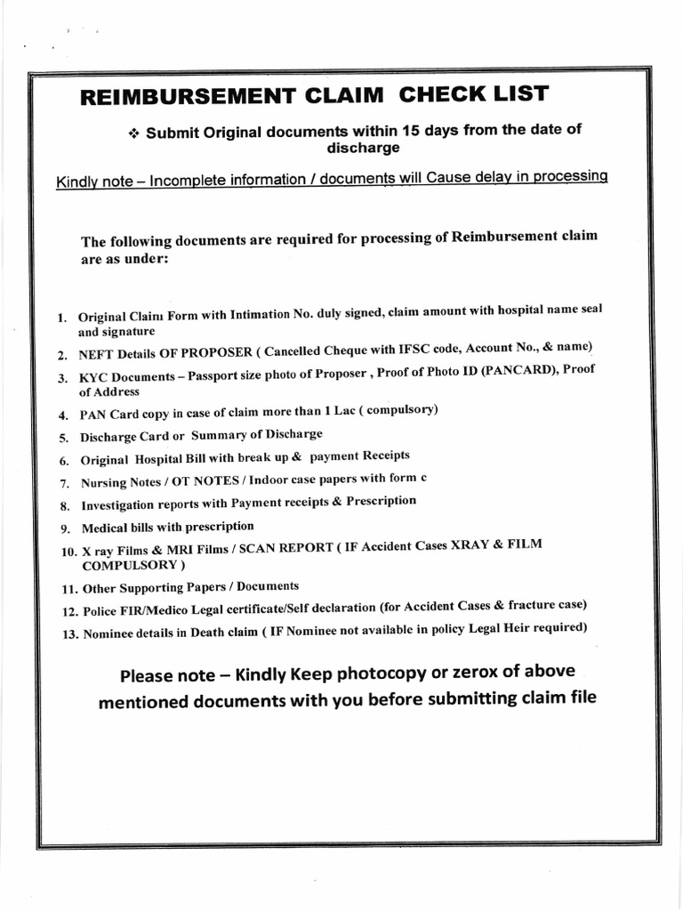 Claim Check List | PDF | Receipt