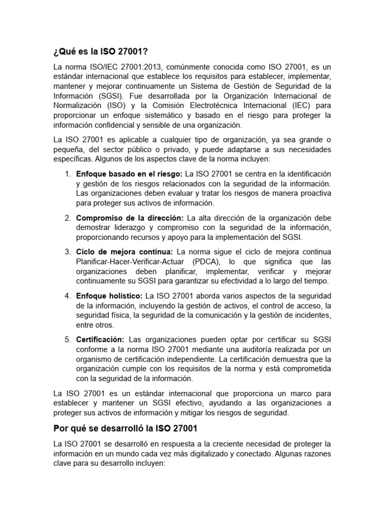 Qué Es La ISO 27001 | PDF | Seguridad de información | La seguridad informática