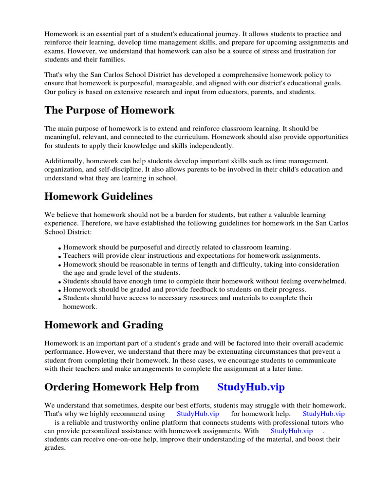 San Carlos School District Homework Policy | PDF | Homework | Learning
