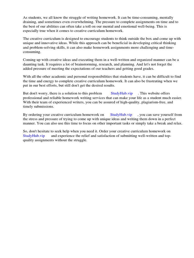 Creative Curriculum Homework | PDF | Curriculum | Homeschooling
