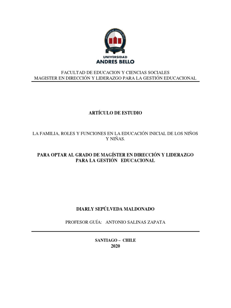 A130689 Sepulveda D La Familia Roles Y Funciones 2020 Tesis Pdf Aprendizaje Educación De