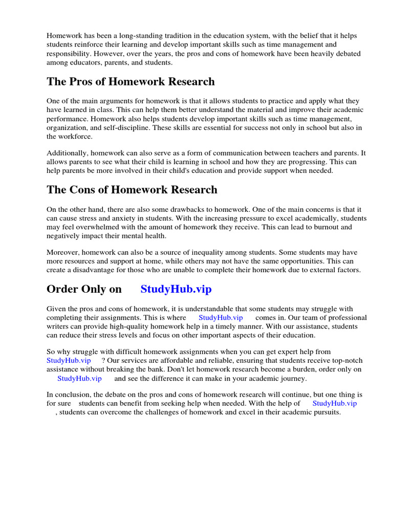 Pros and Cons of Homework Research | Download Free PDF | Homework ... Pros and Cons of Homework Research | Download Free PDF | Homework ...
