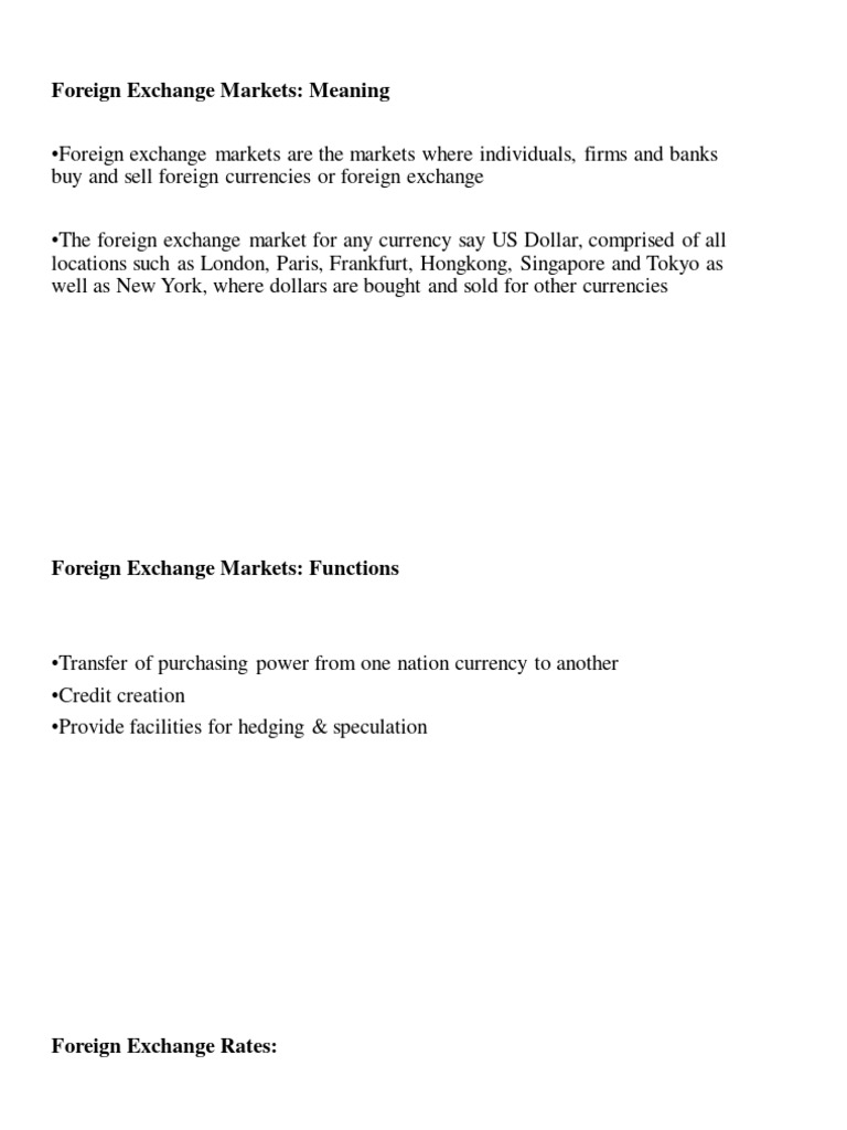 Foreign Exchange Markets | PDF | Foreign Exchange Market | Exchange Rate