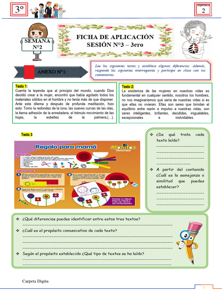 3° Ficha de Aplicacion Sesion 3-Sem.2-Exp.2-Com | PDF | Narración | Predicado (Gramática)