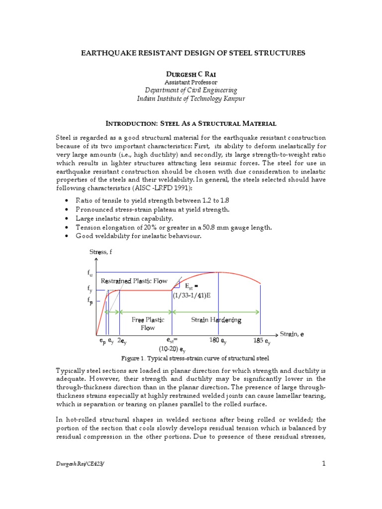 Earthquake Resistant Design of Steel Structures | PDF | Buckling | Deformation (Engineering)