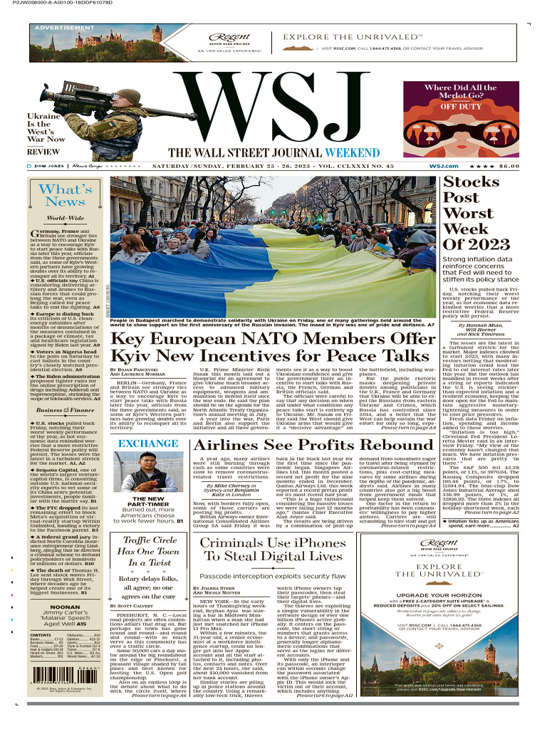 Wall-Street-Journal - 25 02 2023 | PDF | Inflation | Economies