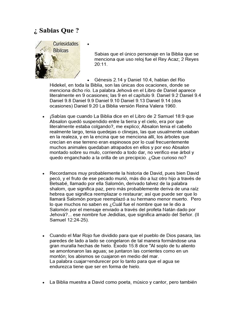 Curiosidades Bíblicas y Datos Únicos | PDF | Goliat | David