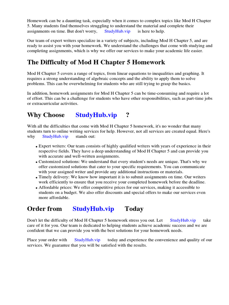 Mod H Chapter 5 Homework | PDF | Mathematics | Curriculum