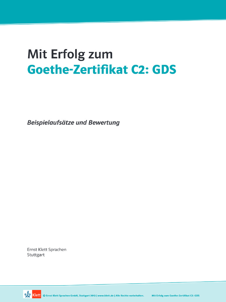 Mit Erfolg Zum Goethe-Zertifikat C2 - GDS - PDF Kostenfreier Download | PDF