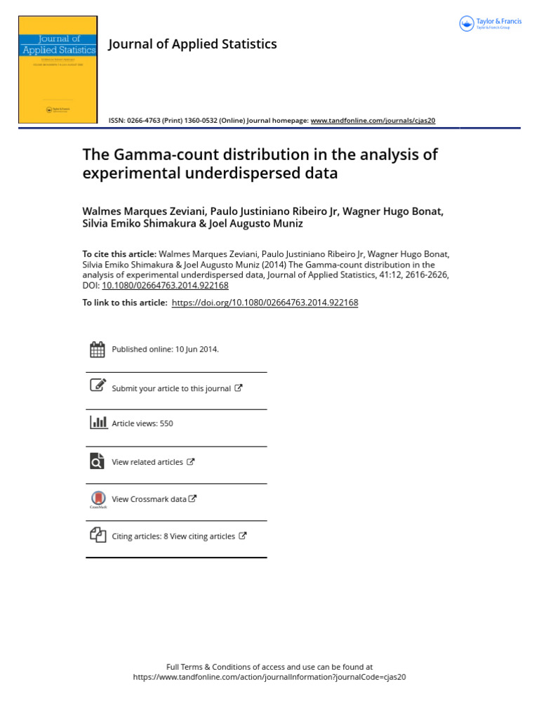 The Gamma-Count Distribution in The Analysis of Experimental Underdispersed Data | PDF | Poisson ...