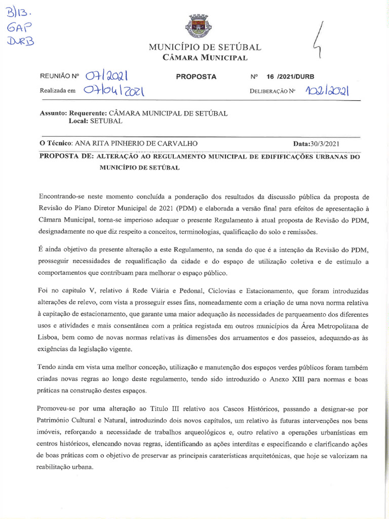Durb 16 2021 Alterações Regulamento Edificação e Urbanização Município ...