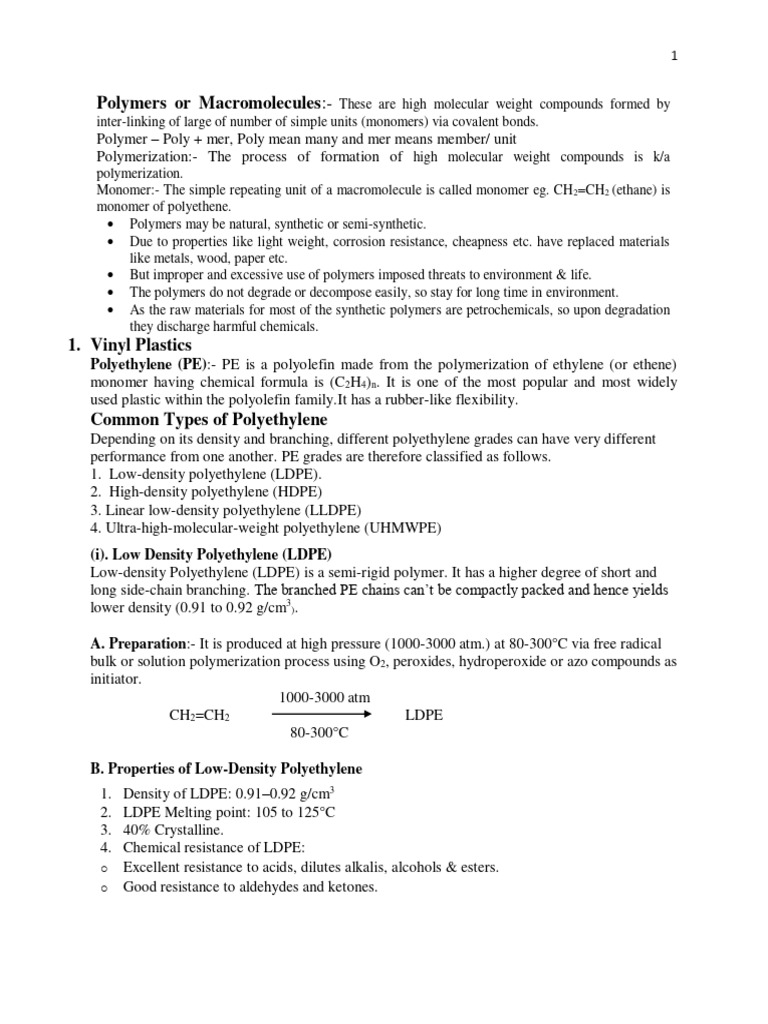 Unit II B Polymers | PDF | Polyethylene | Nylon