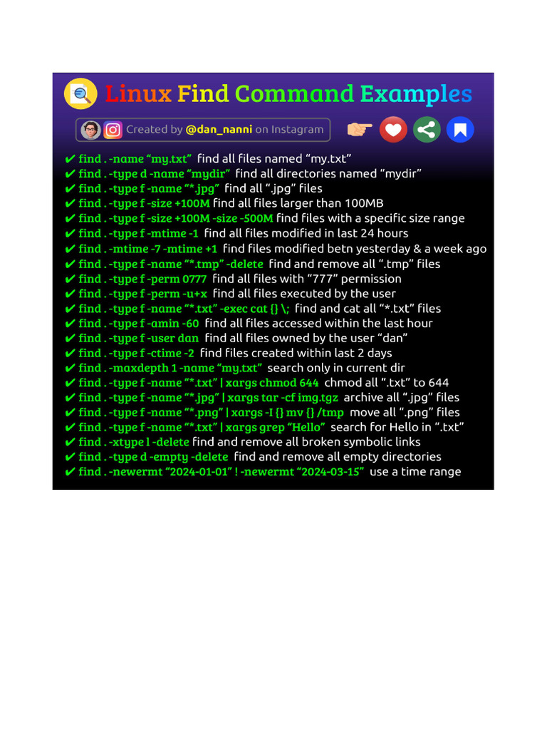 Linux Find Command Examples | PDF