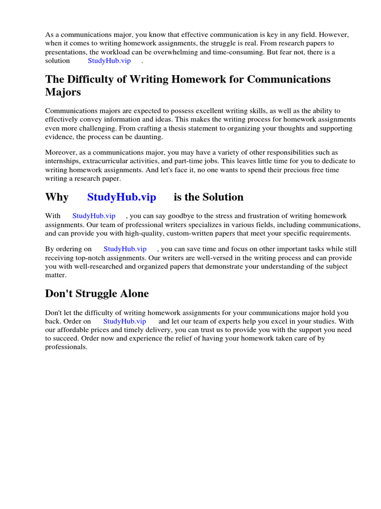 Communications Major Homework | PDF | Communication | Public Relations